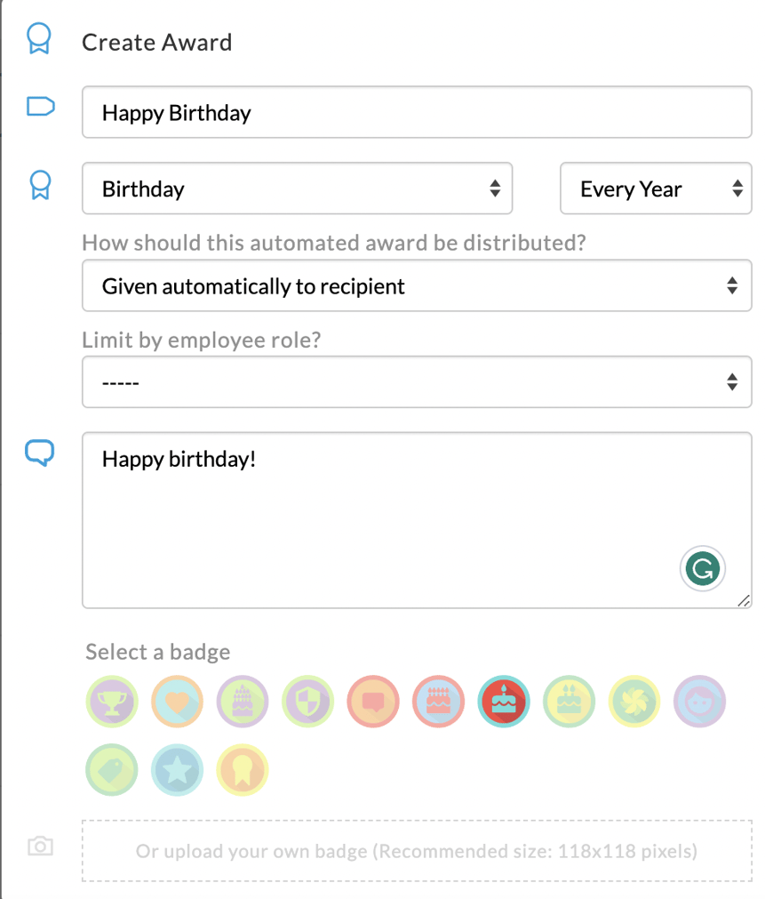 How Do I Create A Birthday Award?