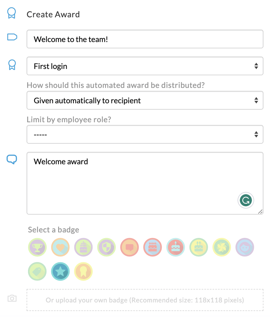 How Do I Create A First Login/Welcome Award?
