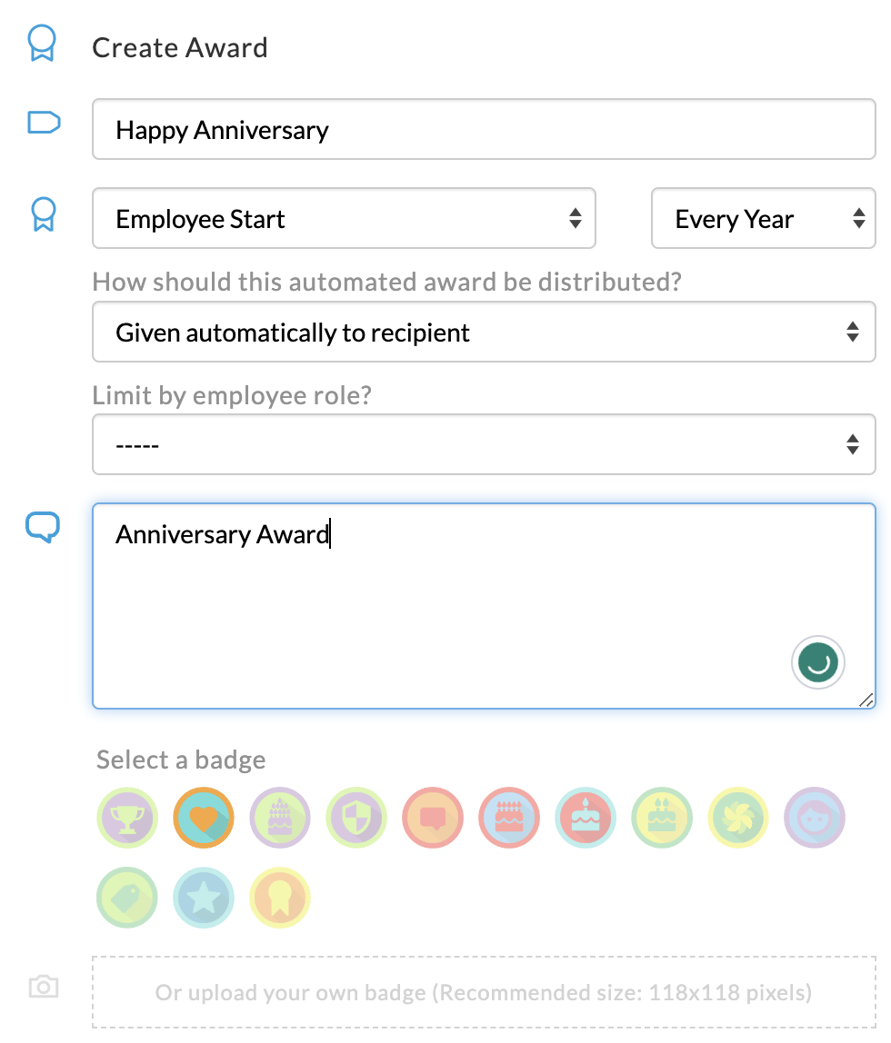 How Do I Create A Service Anniversary Award?