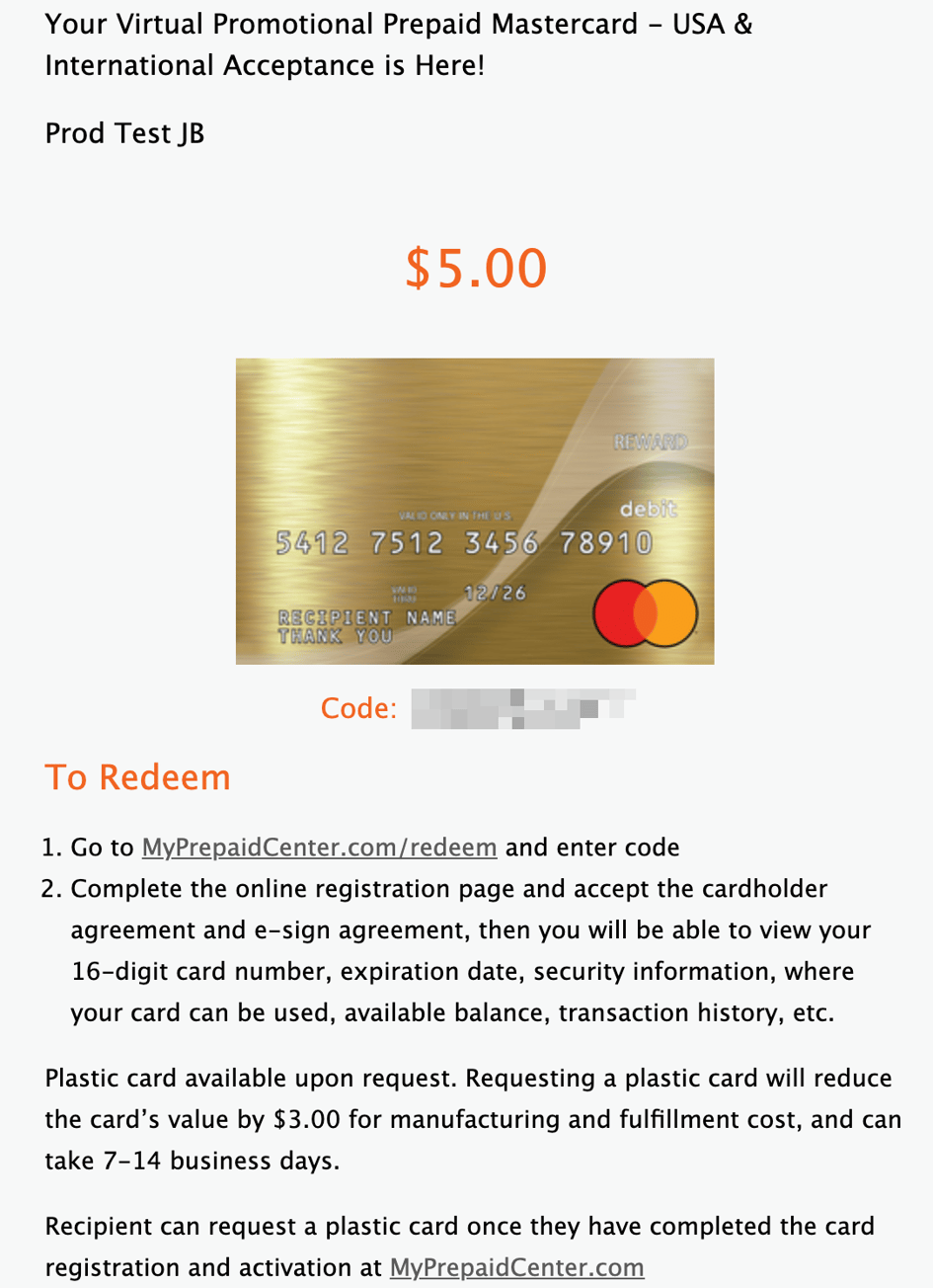 How do I claim my prepaid Visa or Mastercard after redeeming in Bucketlist?